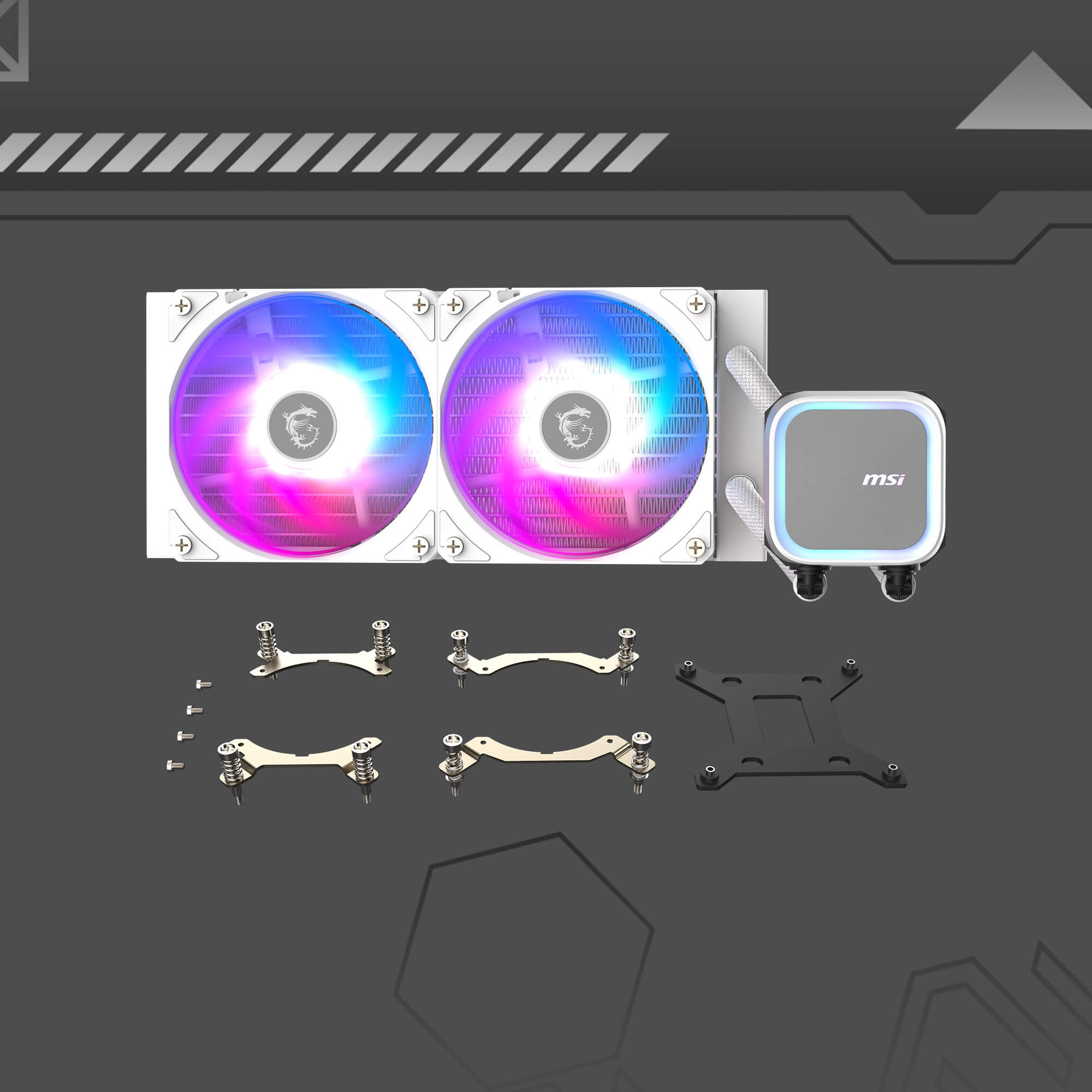 MSI MAG Coreliquid A13 360 White - AIO ARGB Liquid Cooling - 360mm Radiator - Triple 120mm ARGB ...